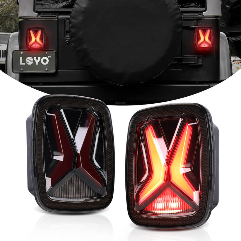 Newest Design - X Shaped LED Tail Lights Kit for Jeep Wrangler TJ YJ CJ ...